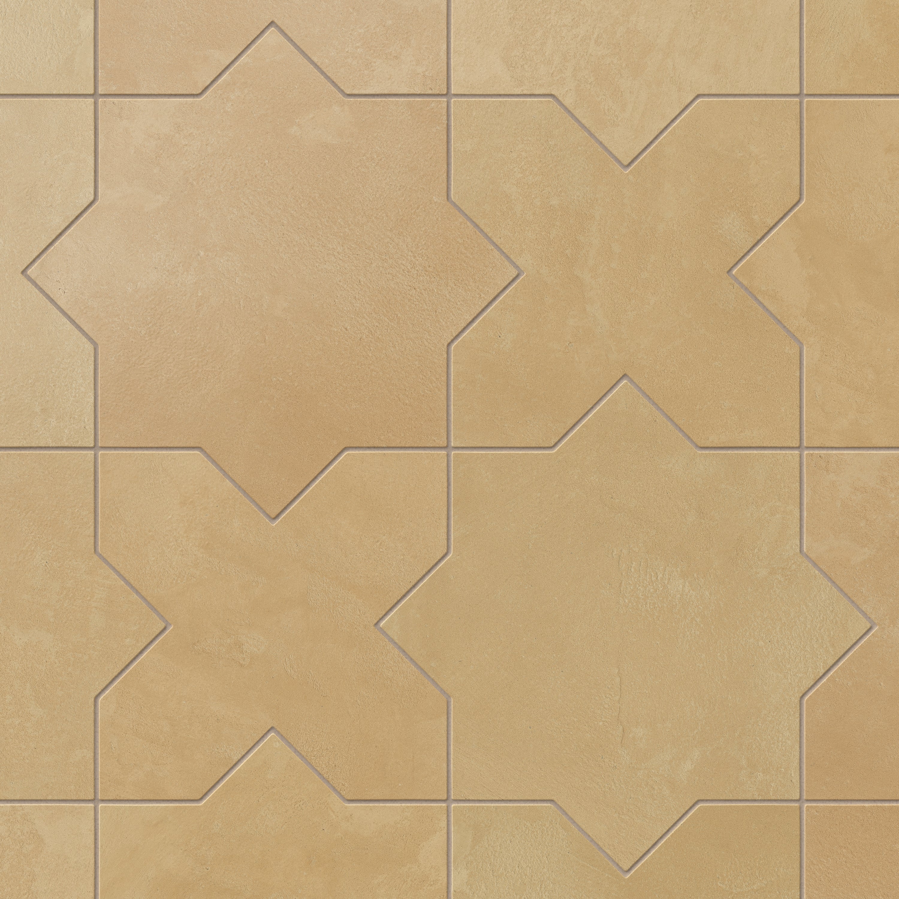 Isabel 11x11 Matte Porcelain Tile Star in Daffodil and Cross in Daffodil