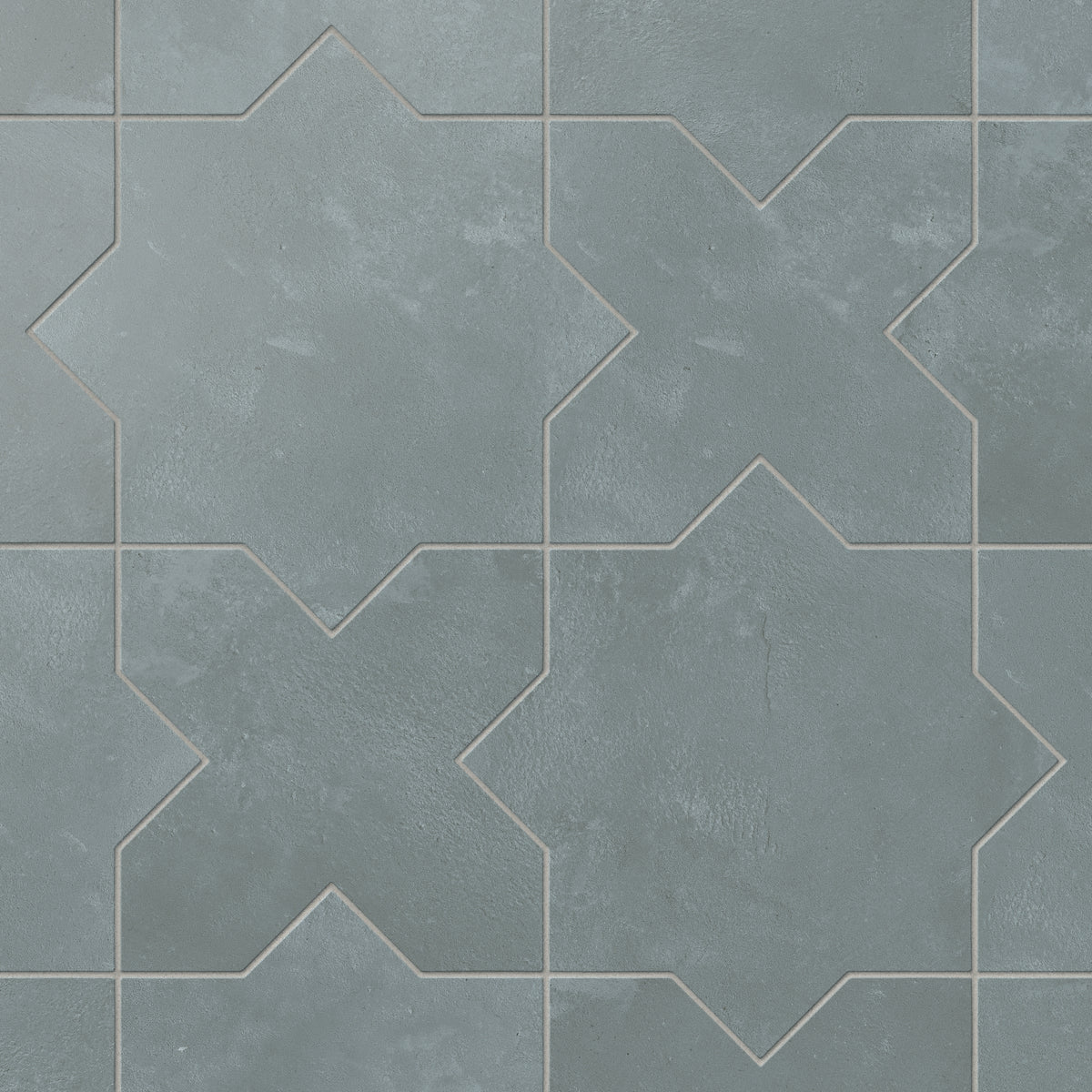 Isabel 11x11 Matte Porcelain Tile Star in Slate and Cross in Slate