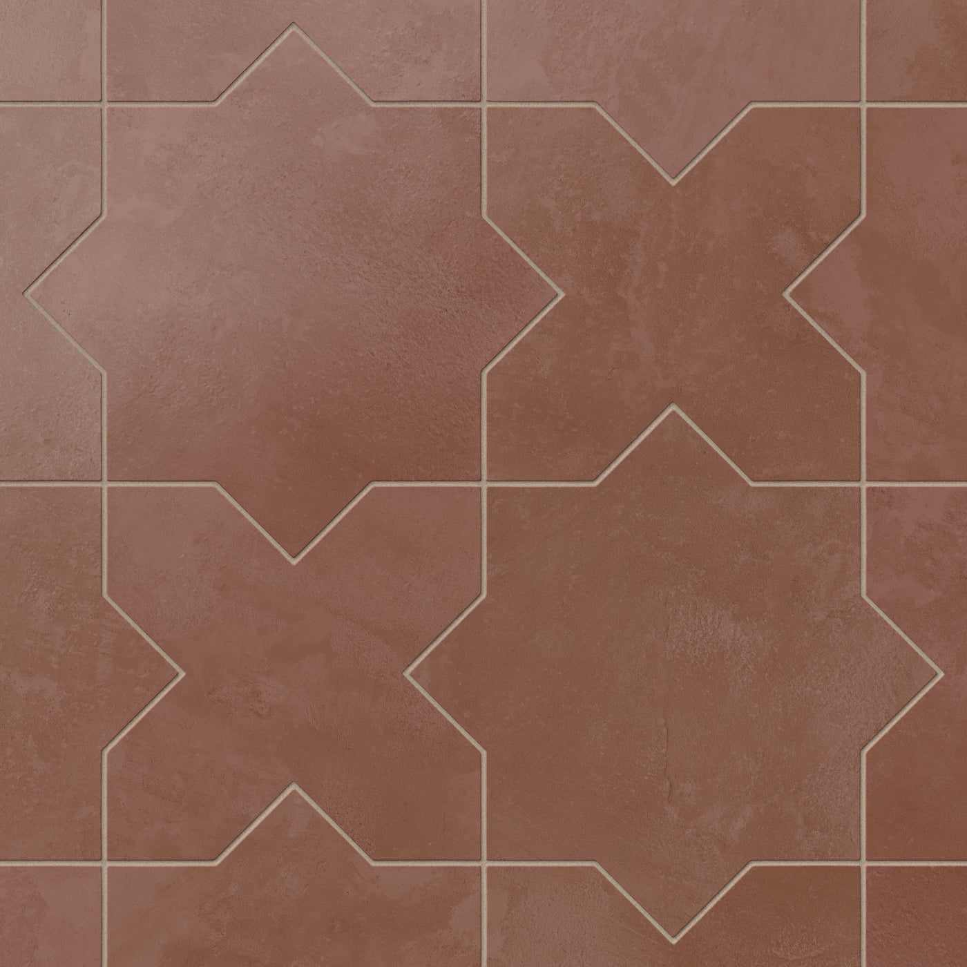 Isabel 11x11 Matte Porcelain Tile Star in Rust and Cross in Rust