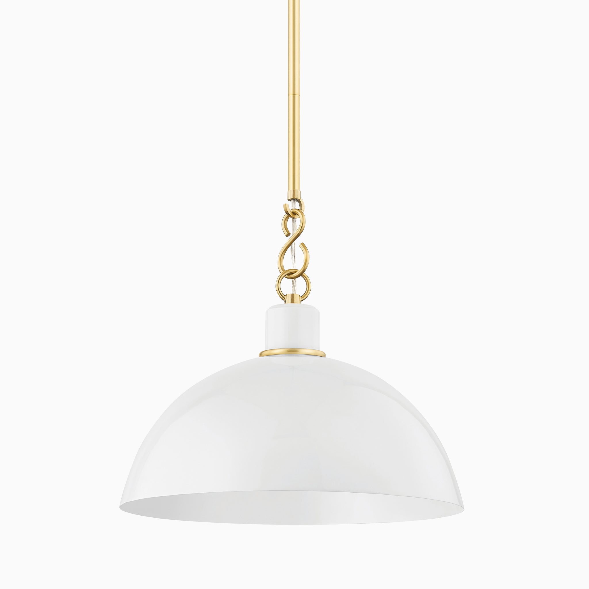 Halsey 13" Pendant in White & Aged Brass