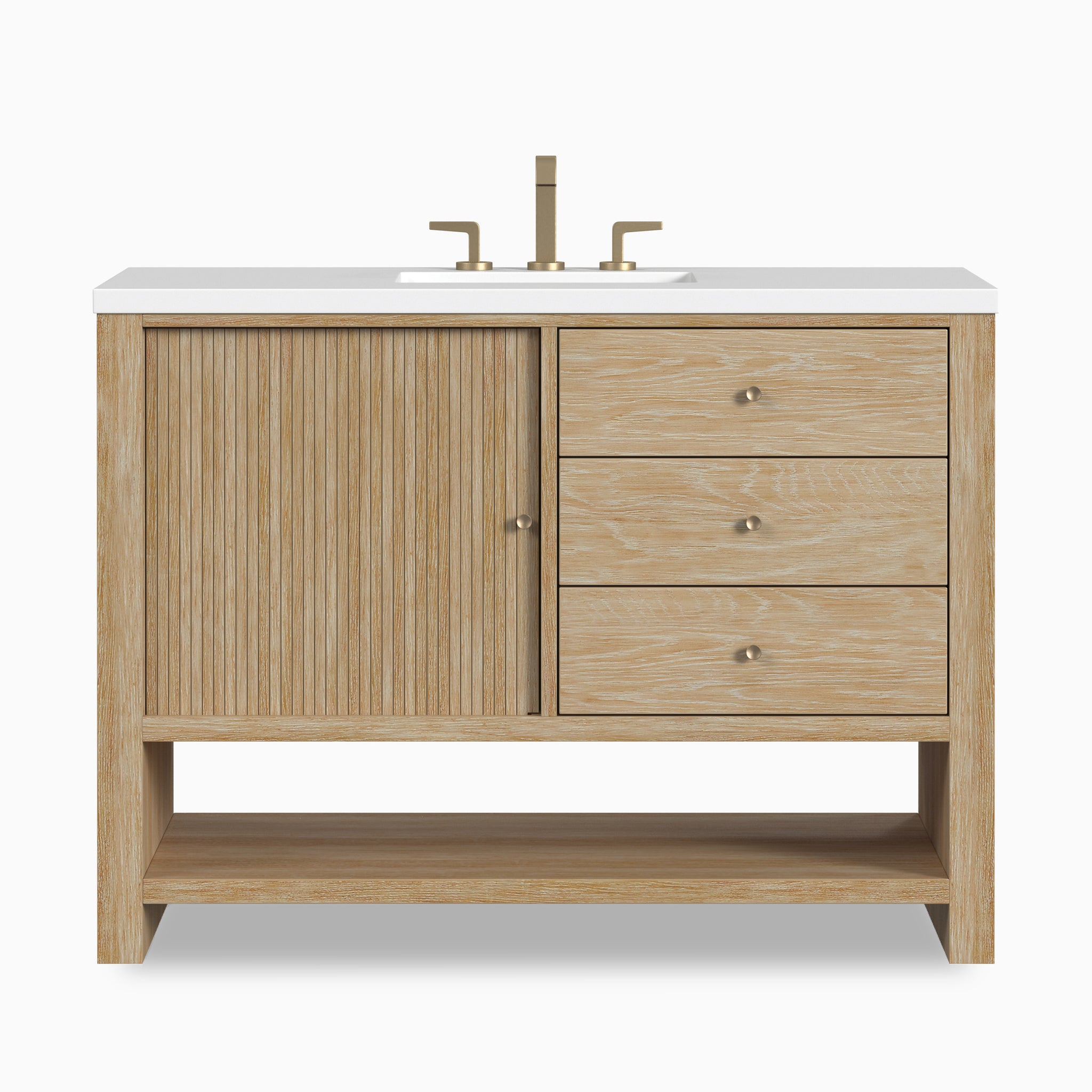 Holly 48" Single Vanity in Sunwashed Oak with 3 cm White Zeus Quartz T