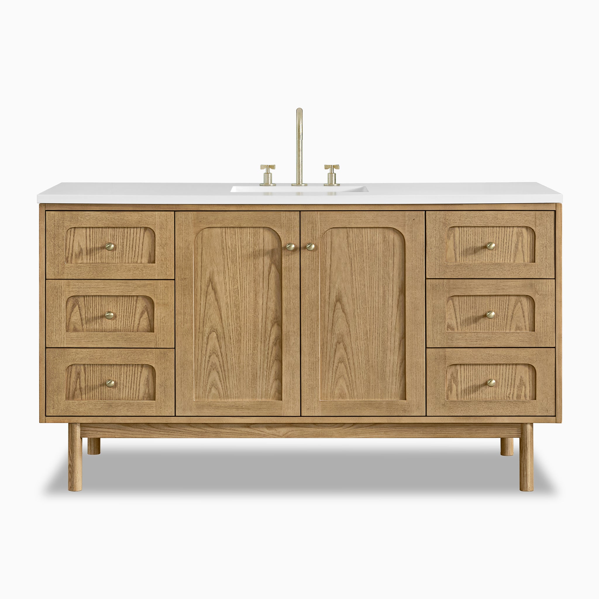 Abigail 60" Single Vanity in Light Natural Oak with 3 cm White Zeus Qu