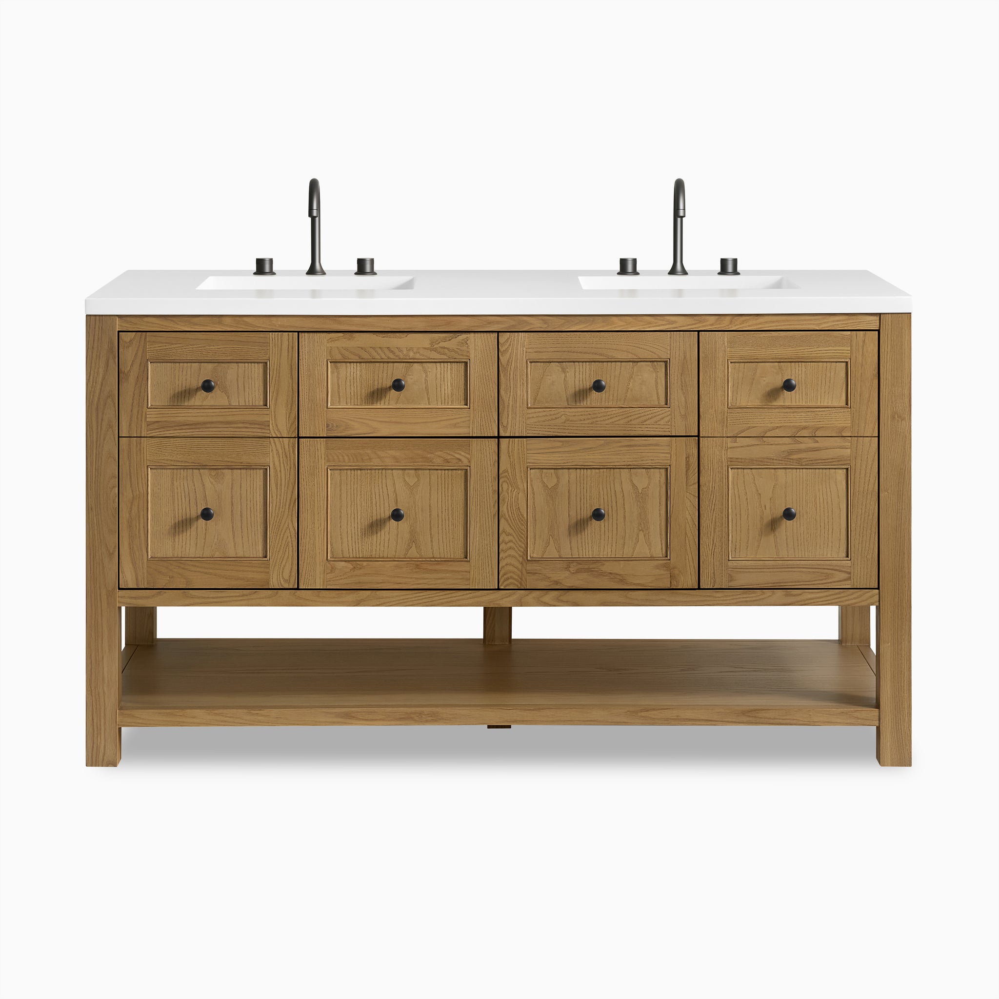 Bridgette 60" Double Vanity in Light Natural Oak with 3 cm White Zeus