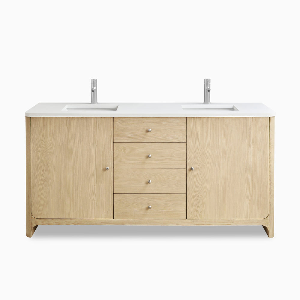 Colton 72" Double Vanity in Coastal Driftwood with 3 cm White Zeus Qua