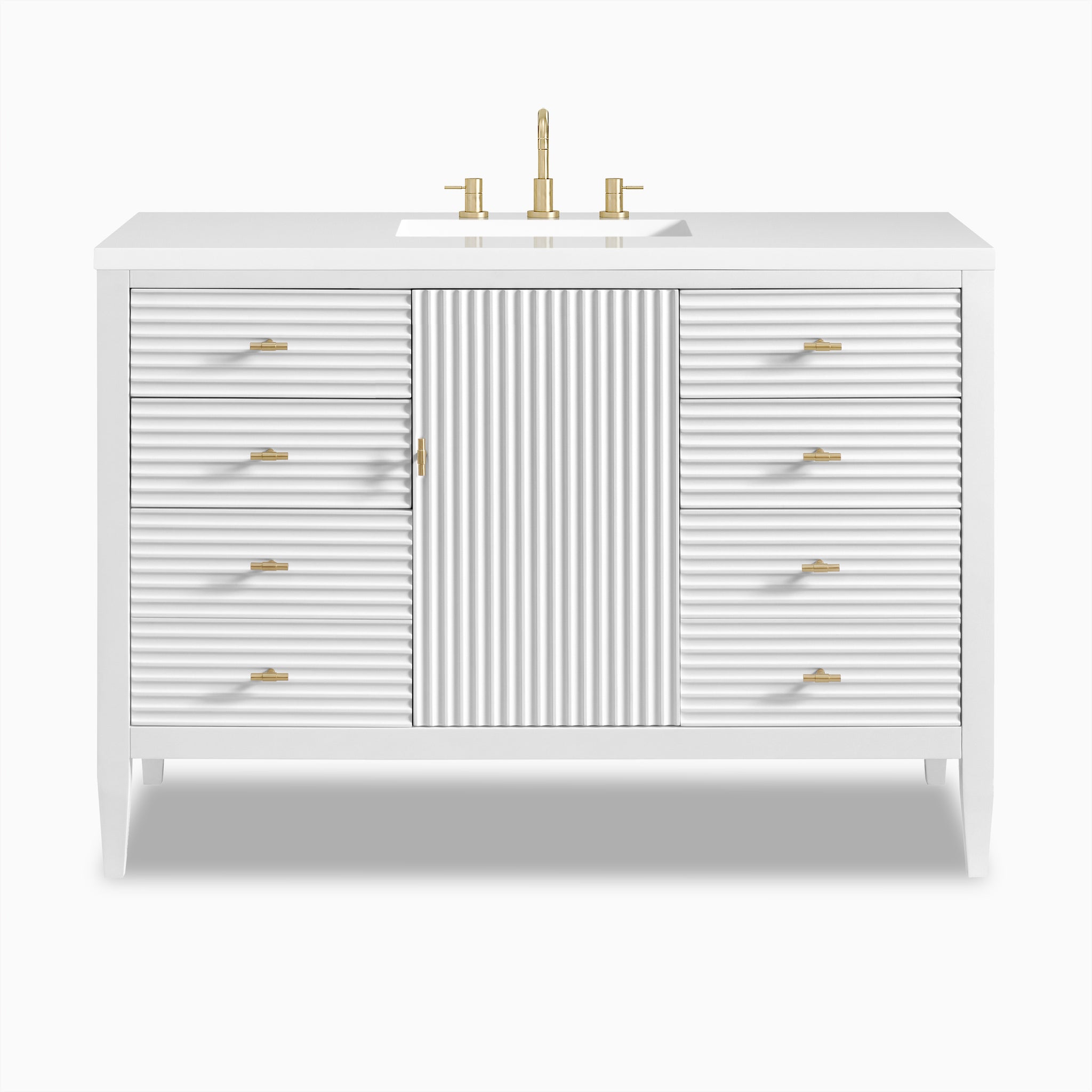 Sasha 48" Single Vanity in Bright White with 3 cm White Zeus Quartz To