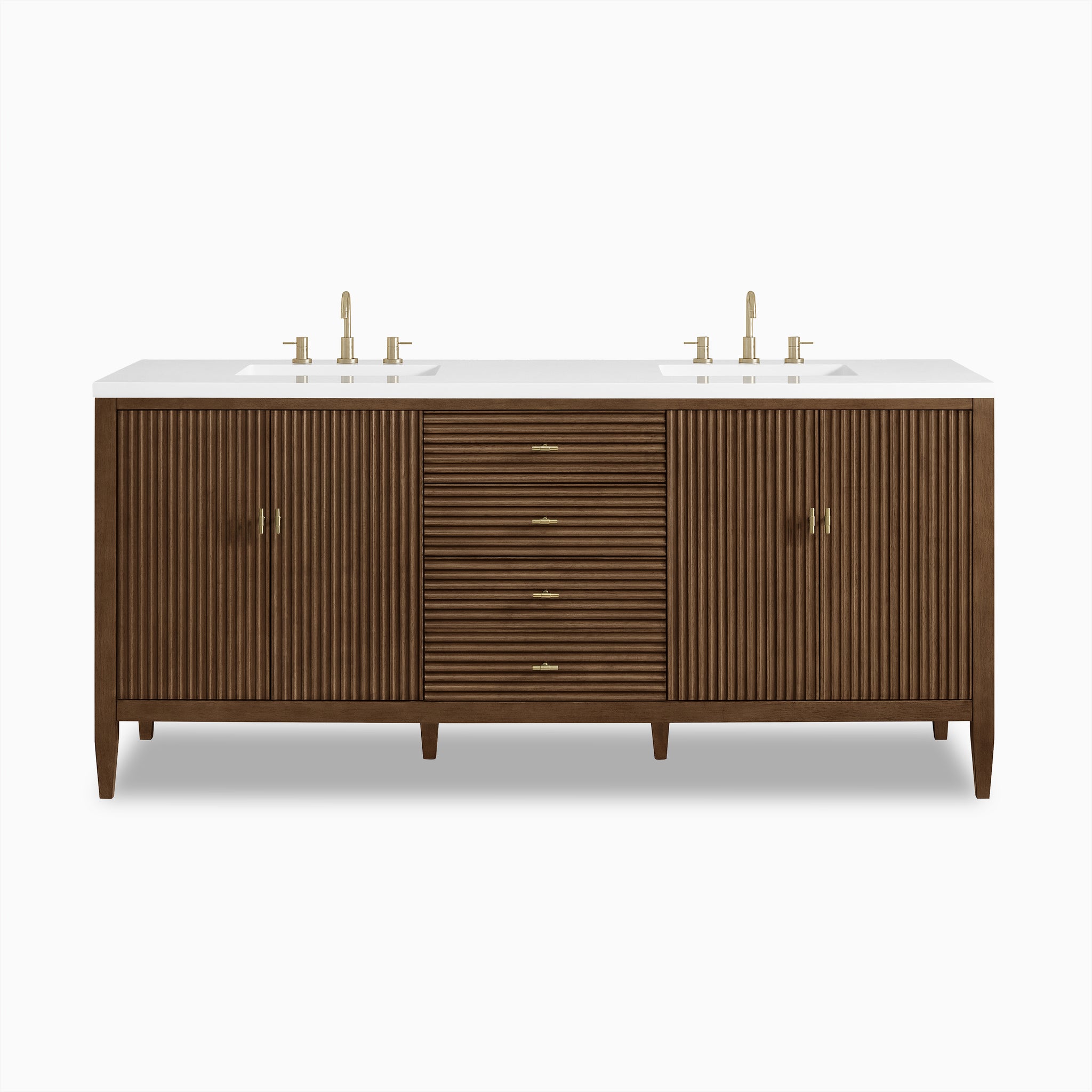 Sasha 72" Double Vanity in Mid Century Walnut with 3 cm White Zeus Qua