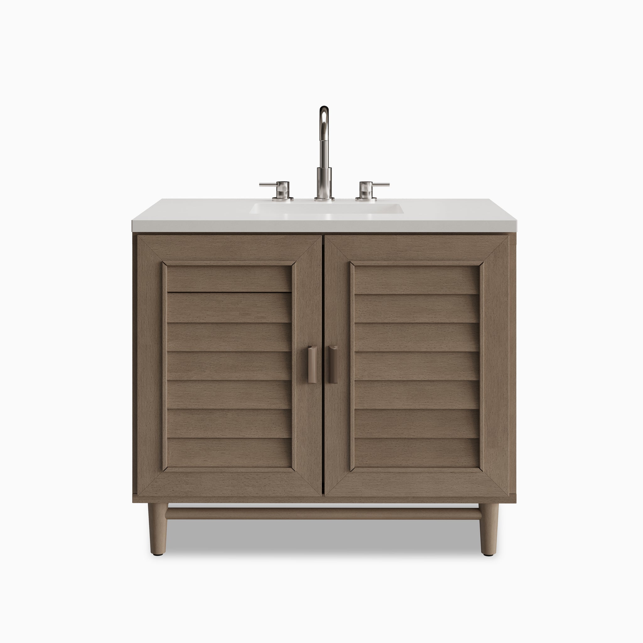 Trisha 36" Single Vanity in Whitewashed Walnut with 3 cm White Zeus Qu