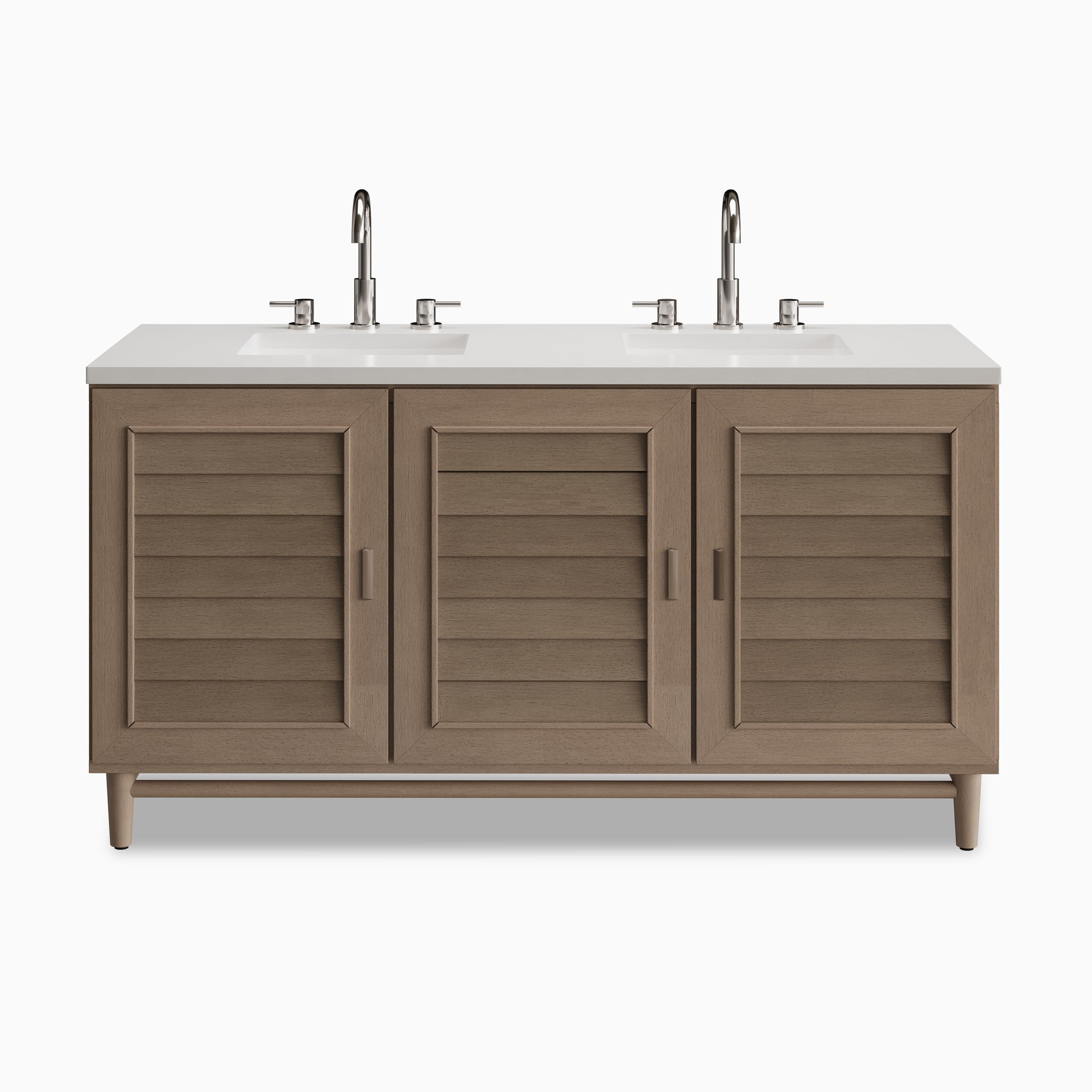 Trisha 60" Double Vanity in Whitewashed Walnut with 3 cm White Zeus Qu