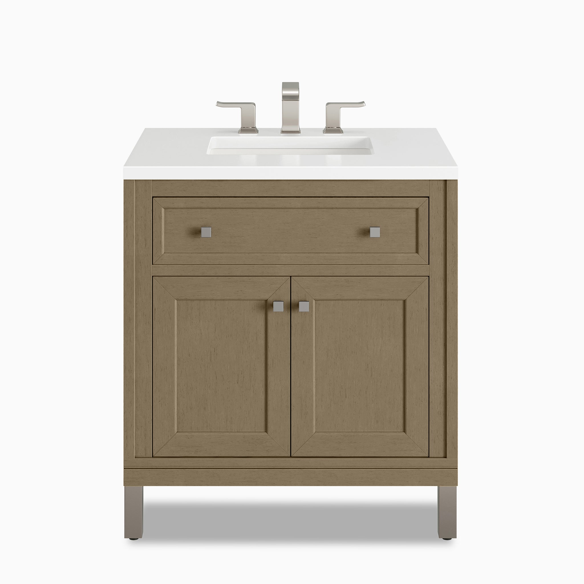 Janelle 30" Single Vanity in Walnut Whisper with 3 cm White Zeus Siles