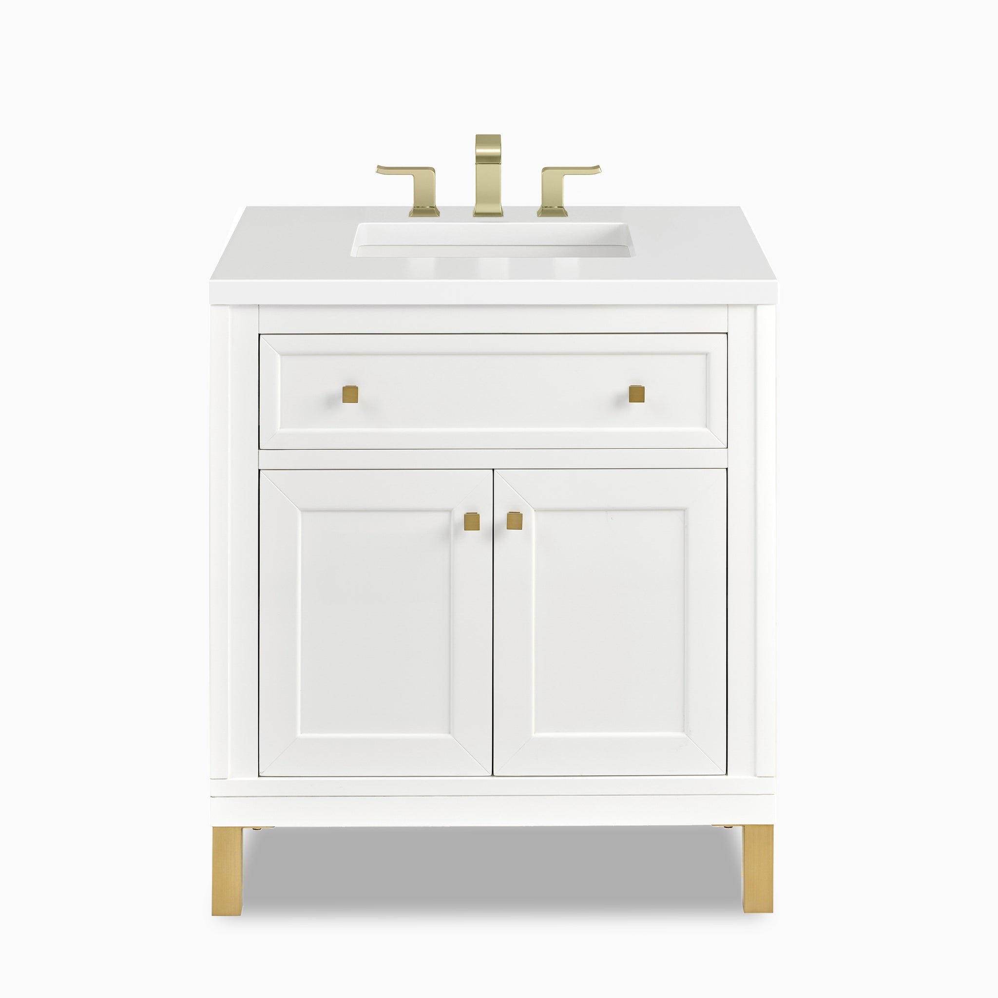 Janelle 30" Single Vanity in Glossy White with 3 cm White Zeus Silesto