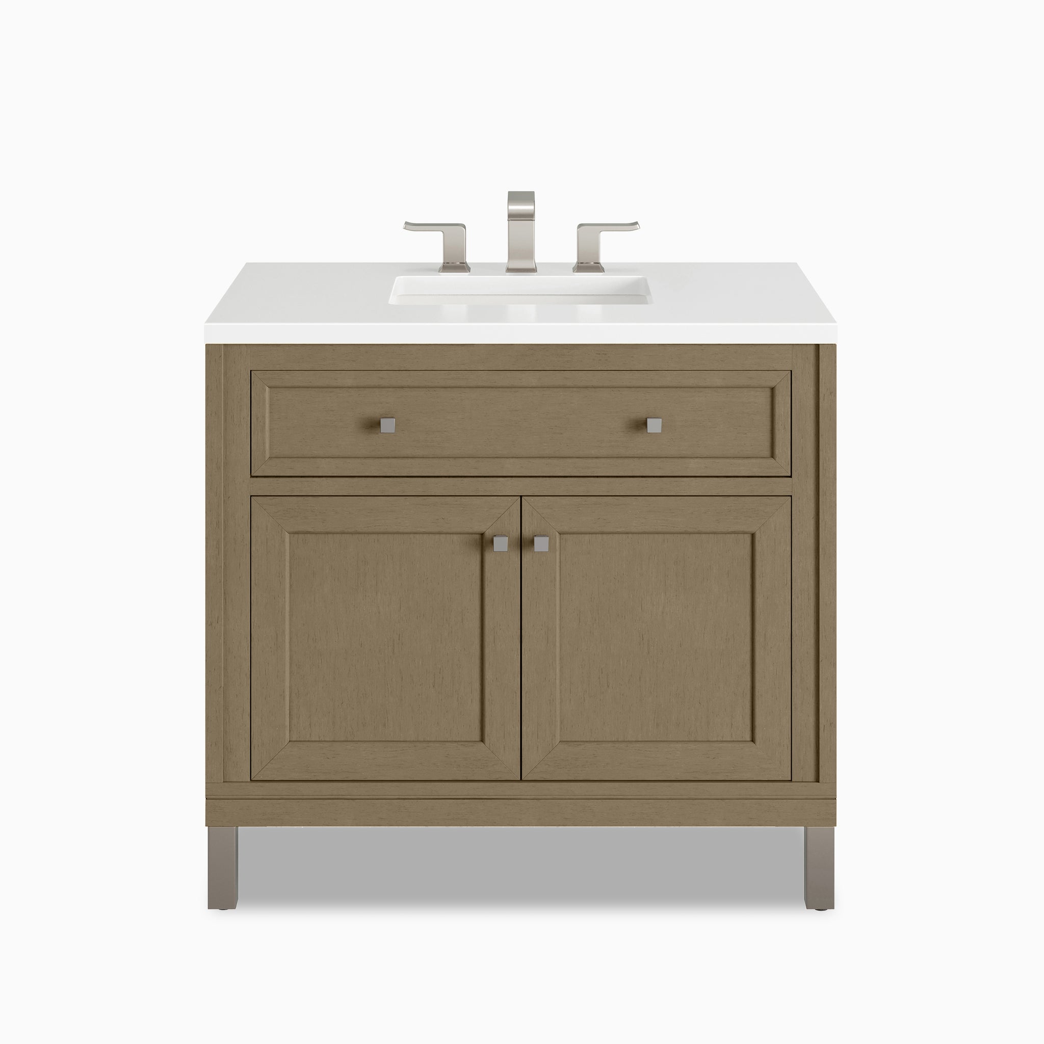 Janelle 36" Single Vanity in Walnut Whisper with 3 cm White Zeus Siles
