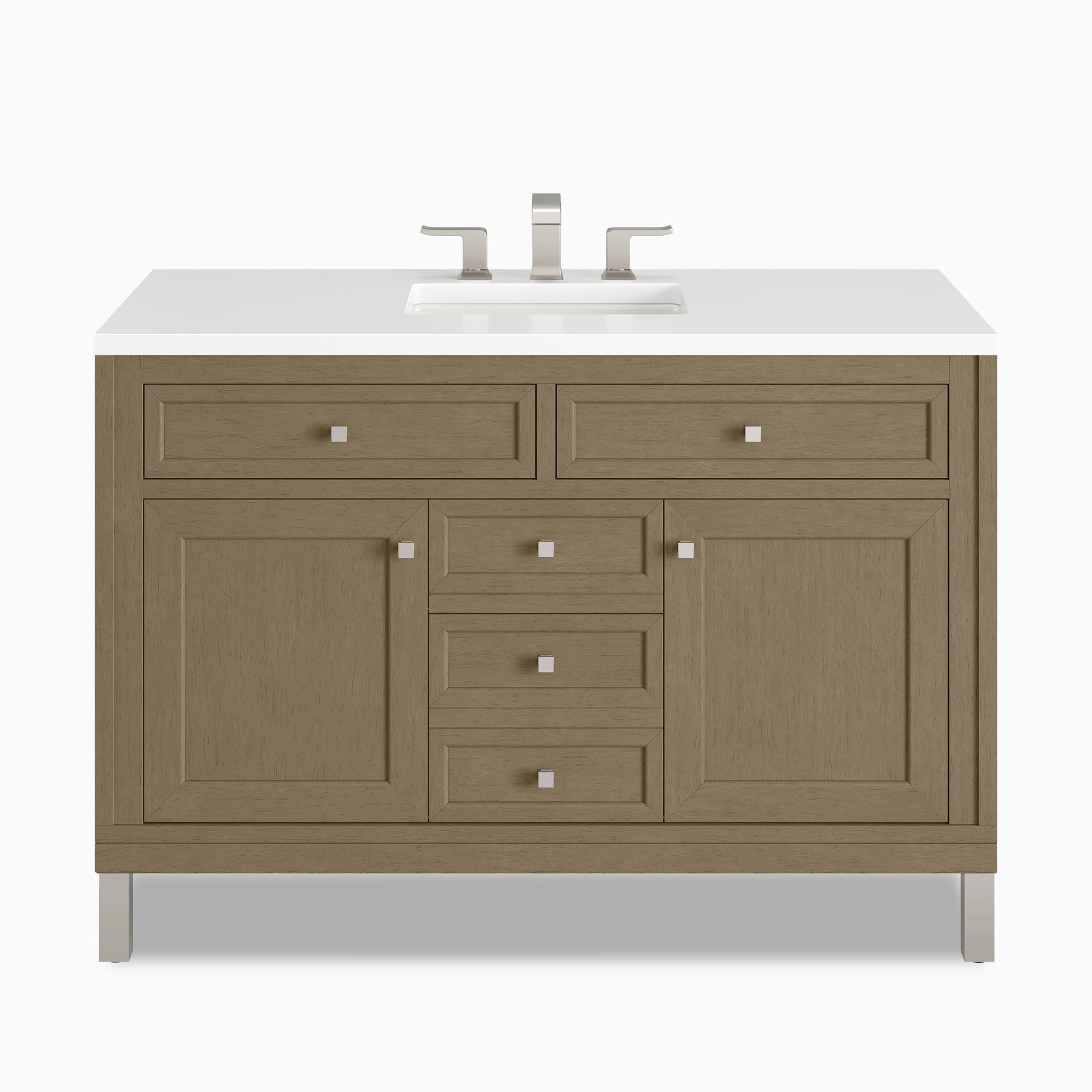 Janelle 48" Single Vanity in Walnut Whisper with 3 cm White Zeus Siles