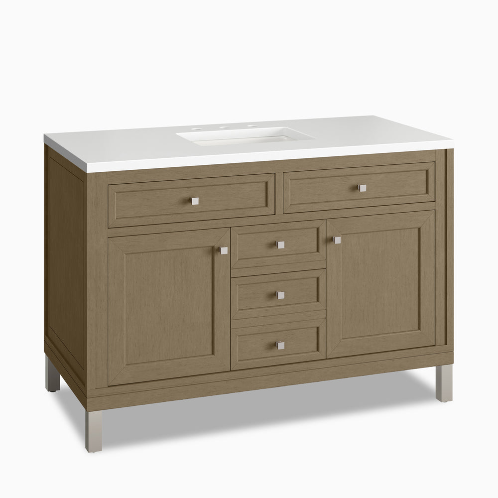 Janelle 48" Single Vanity in Walnut Whisper with 3 cm White Zeus Siles