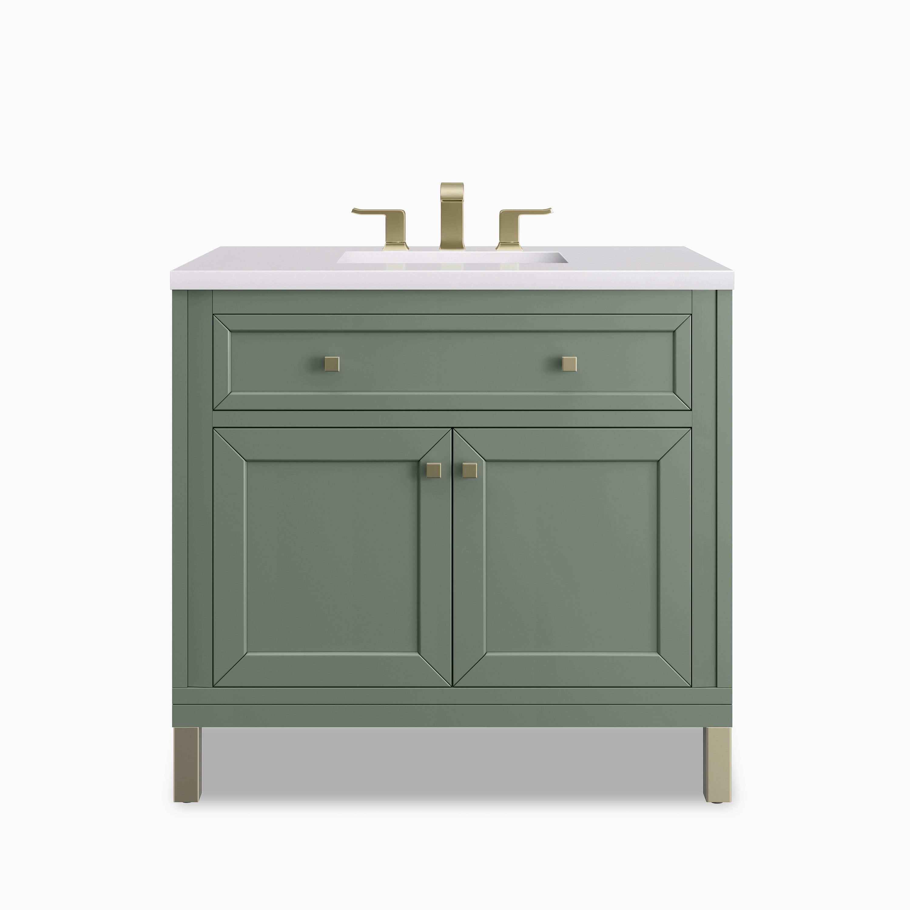 Janelle 36" Single Vanity in Smokey Celadon with 3 cm White Zeus Siles