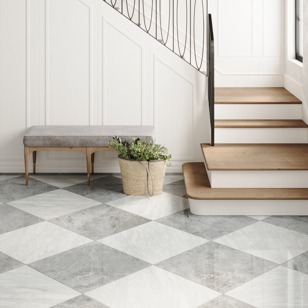 Blair 24x24 Polished Porcelain Tile in Volakas White