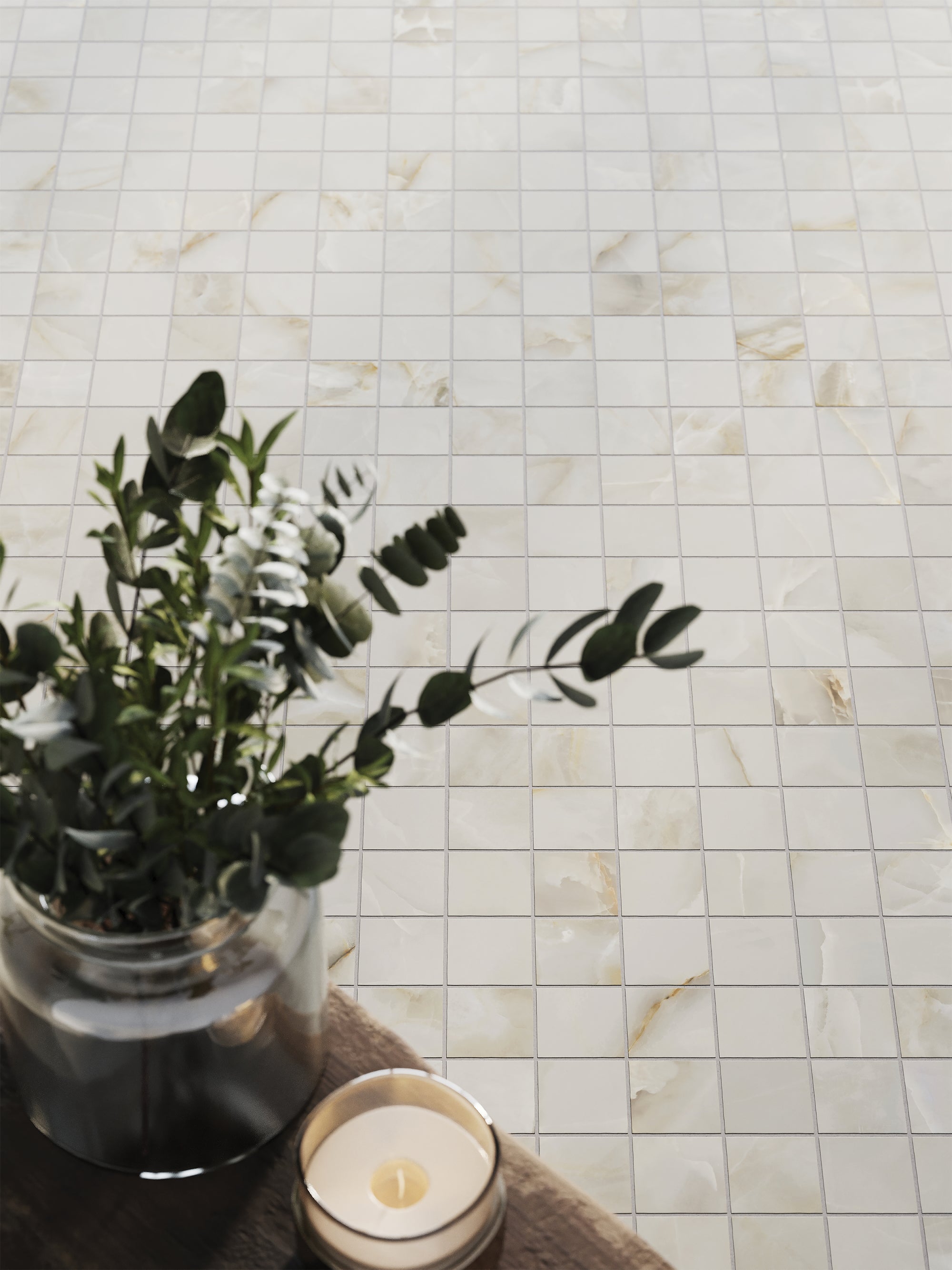 Astrid 2x2 Matte Porcelain Mosaic Tile in Oyster