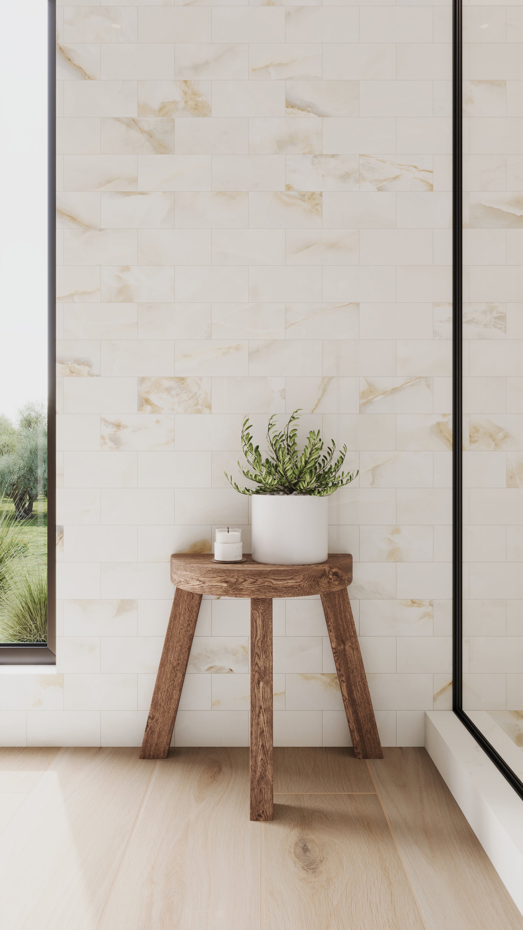 Astrid 3x6 Polished Porcelain Mosaic Tile in Alabaster
