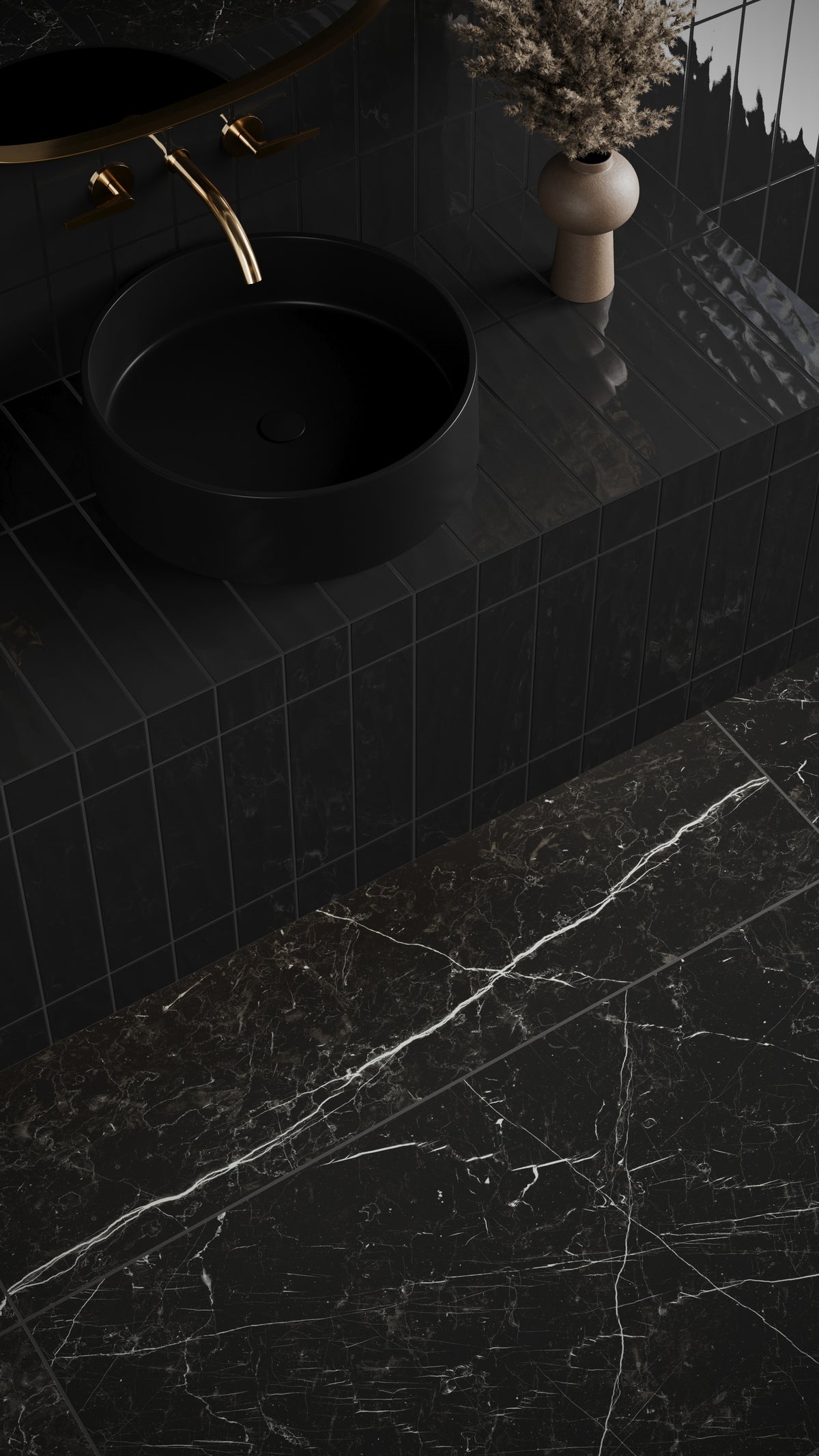 Leona 24x48 Matte Porcelain Tile in Nero Marquina