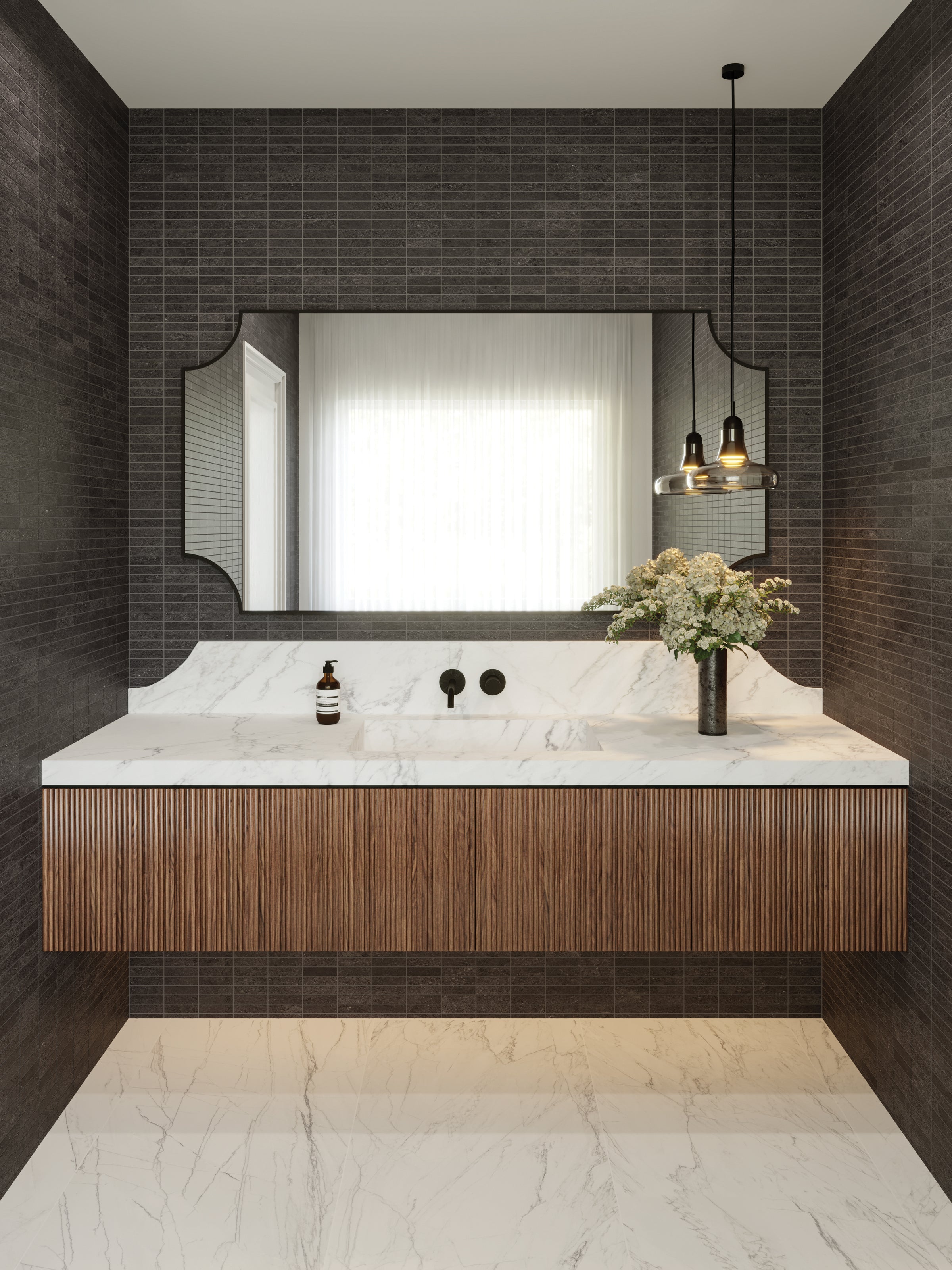 Adeline 1x4 Matte Porcelain Mosaic Tile in Midnight