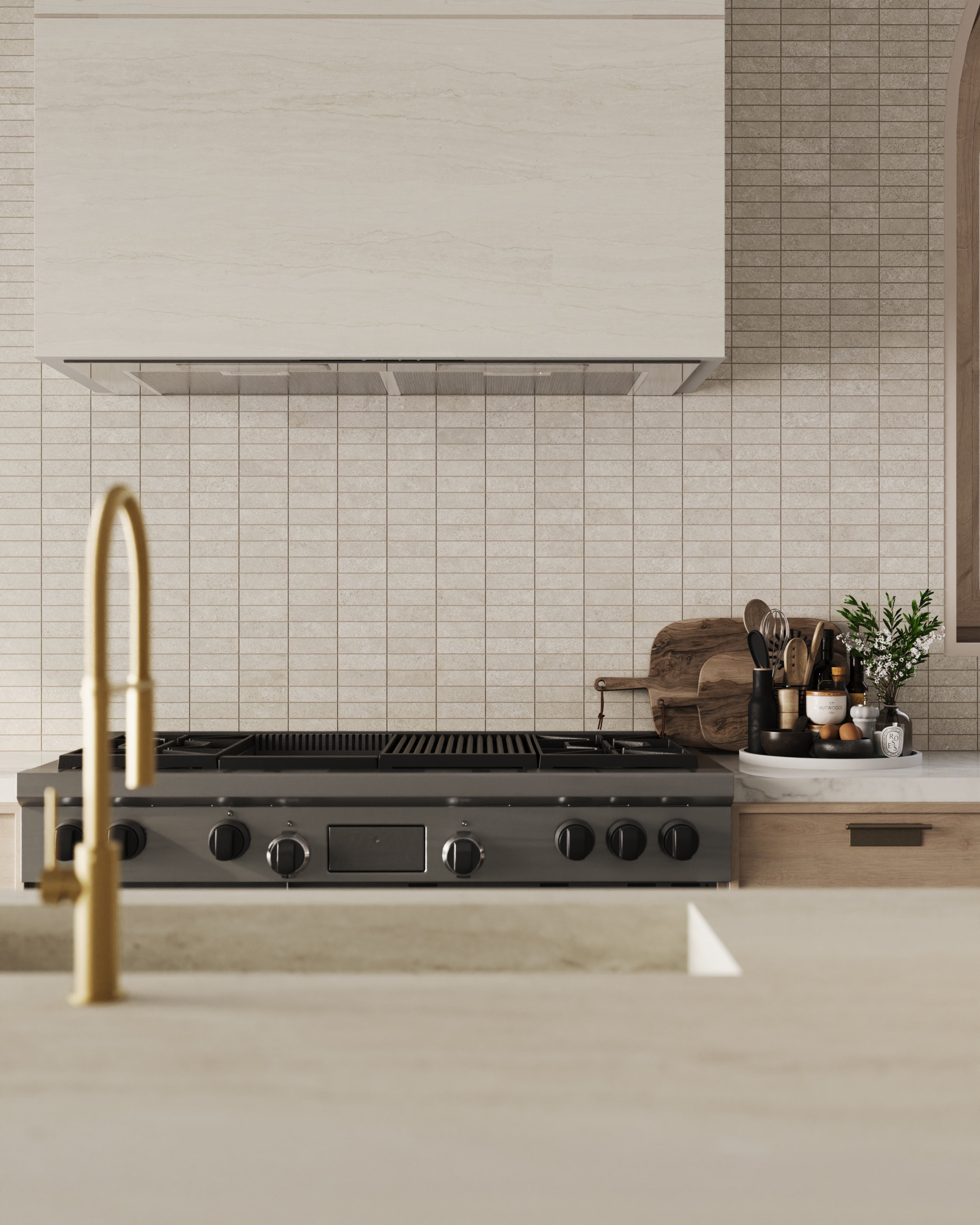 Adeline 1x4 Matte Porcelain Mosaic Tile in Taupe