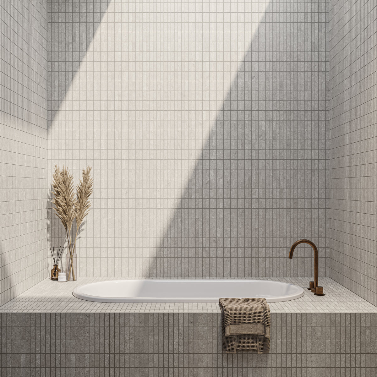 Adeline 1x3 Matte Porcelain Mosaic Tile in Taupe