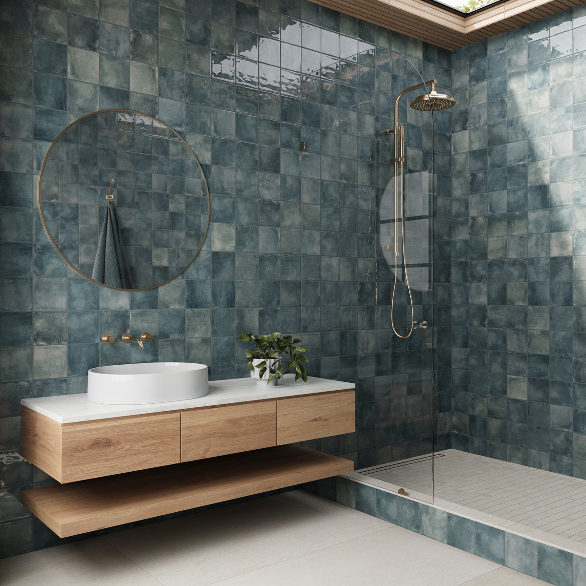 Lilah 6x6 Glossy Ceramic Tile in Marine