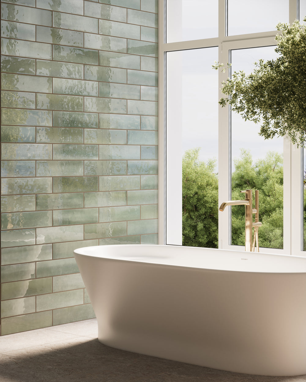 Olivia 4x16 Glossy Ceramic Tile in Moss