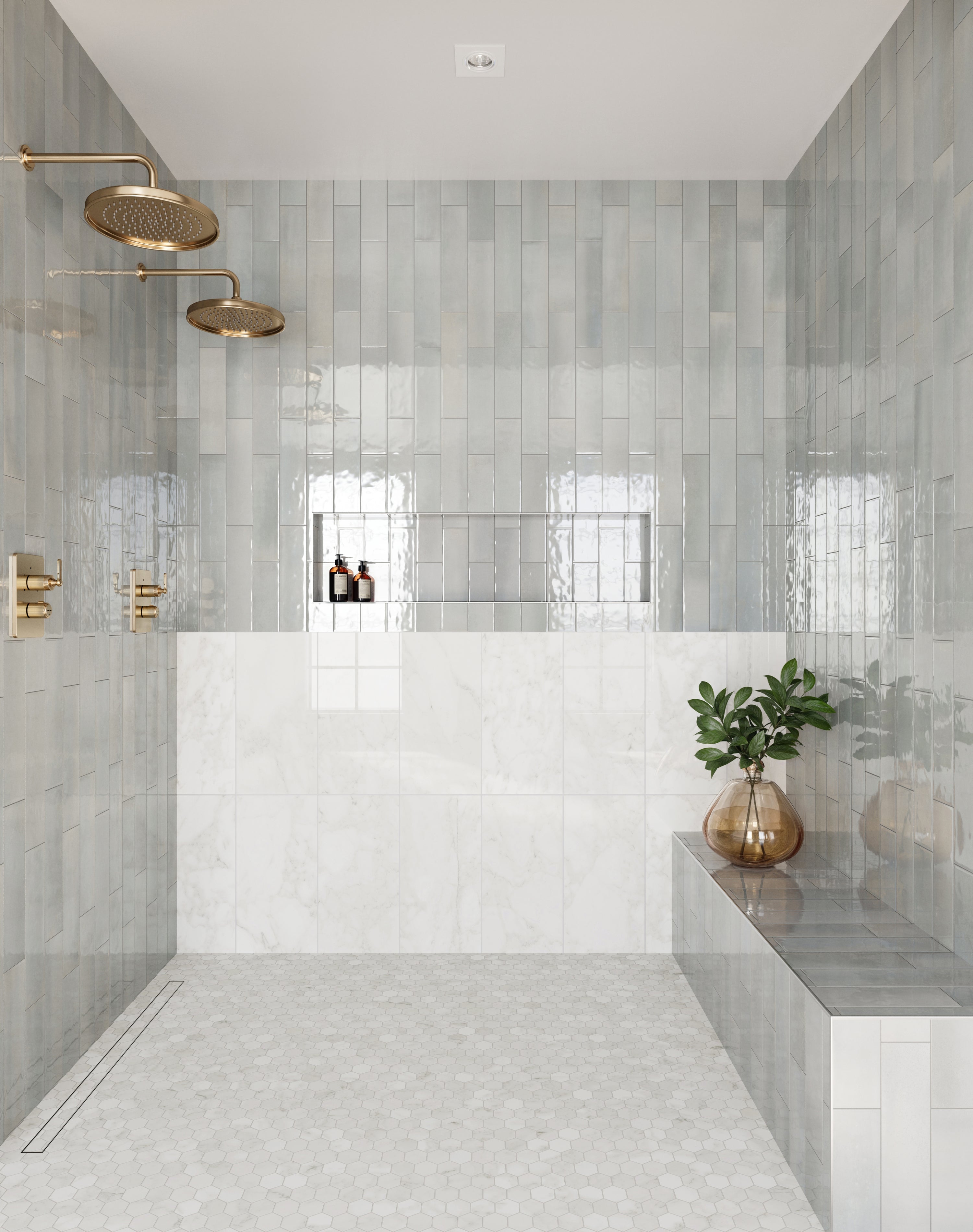Olivia 4x16 Glossy Ceramic Tile in Fog