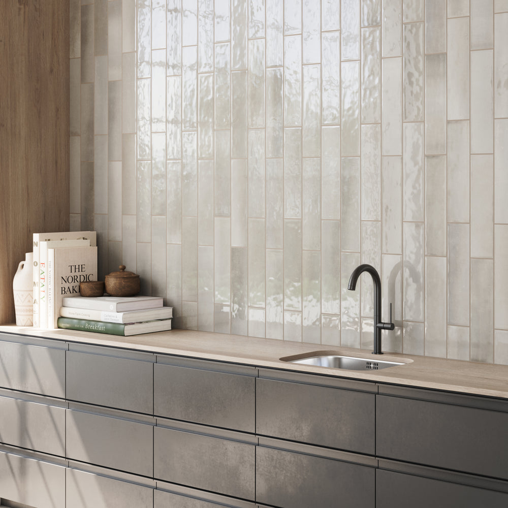 Olivia 4x16 Glossy Ceramic Tile in Dove