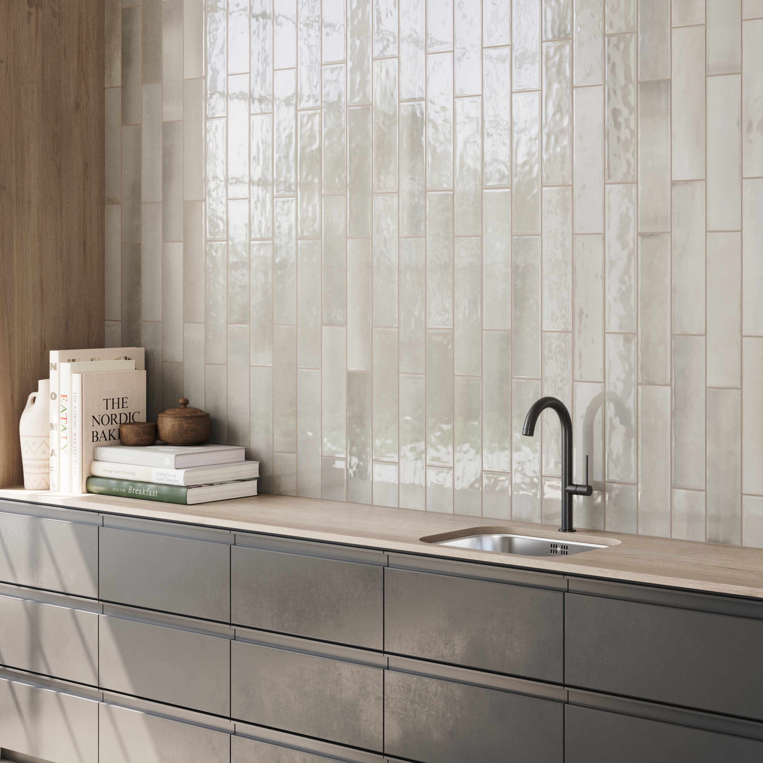 Olivia 4x16 Glossy Ceramic Tile in Dove
