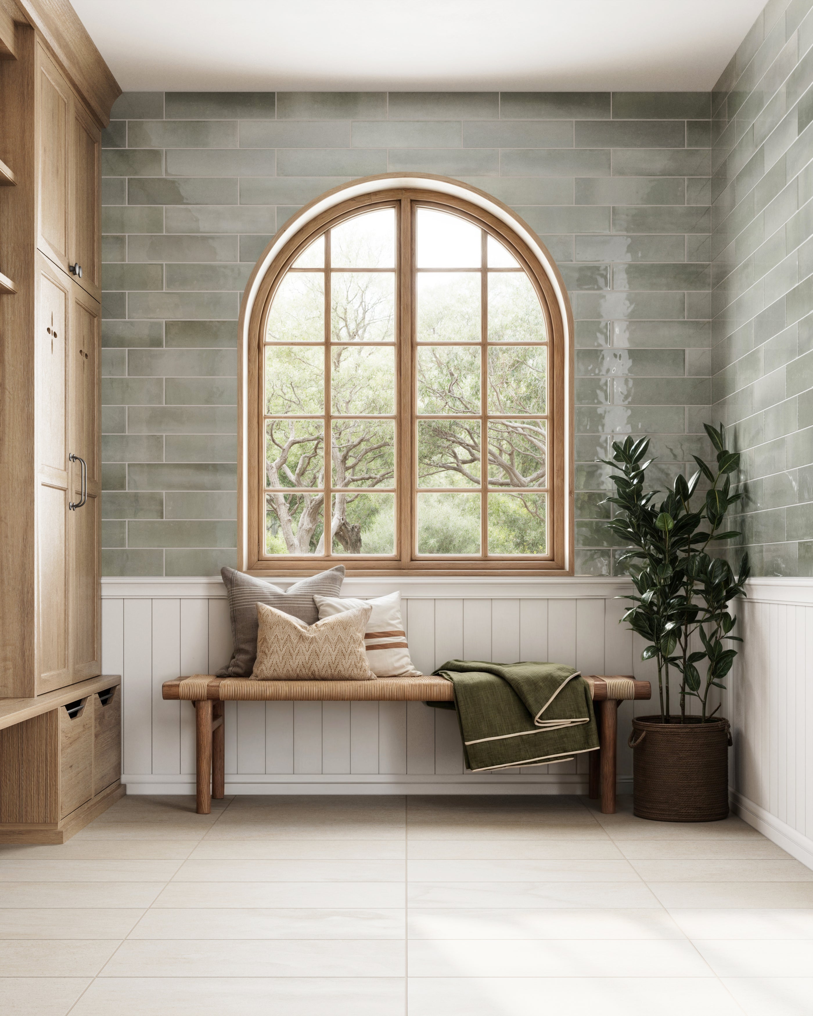 Olivia 4x16 Glossy Ceramic Tile in Sage