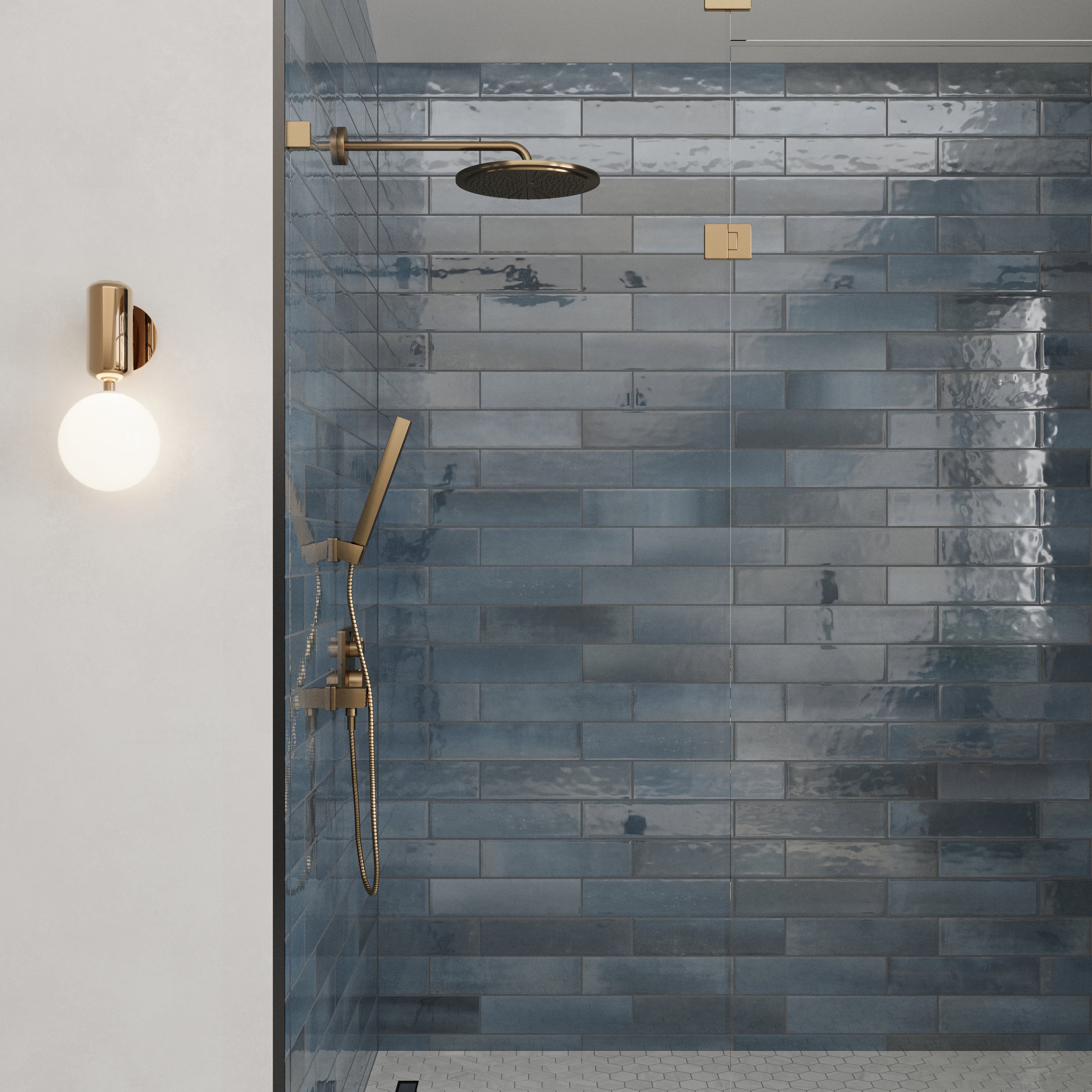 Olivia 4x16 Glossy Ceramic Tile in Dusty Blue