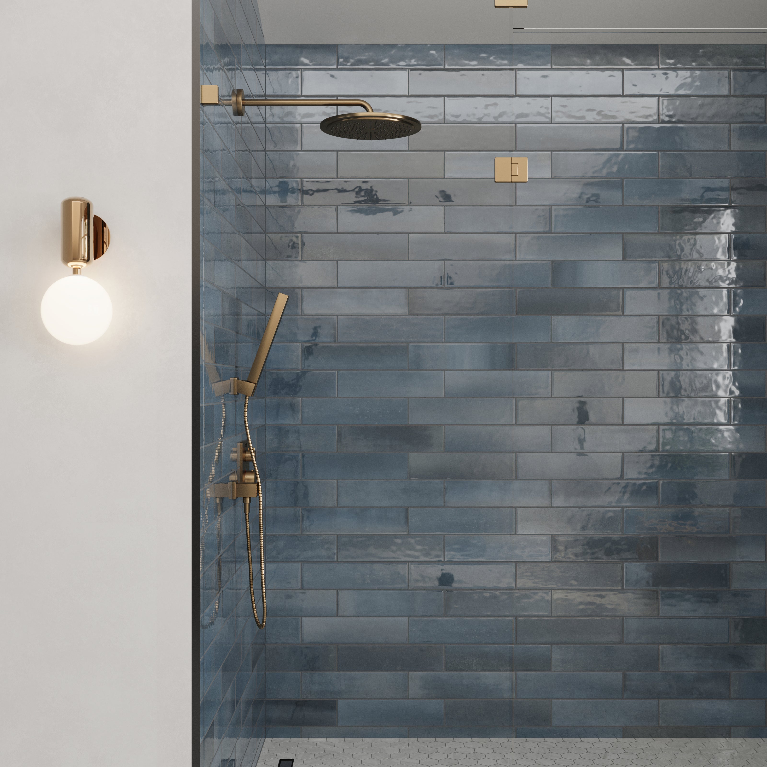 Olivia 4x16 Glossy Ceramic Tile in Dusty Blue