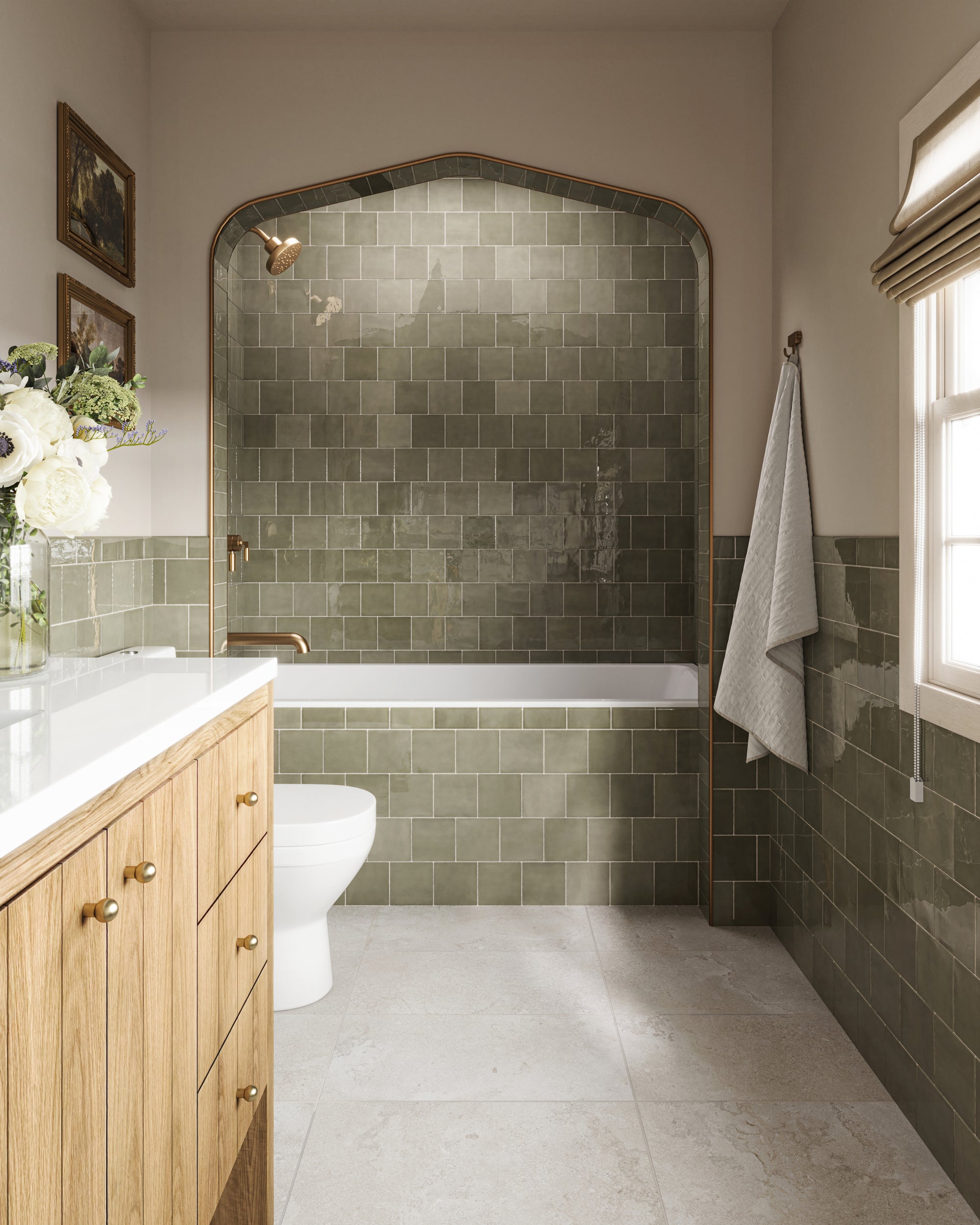 Mikayla 5x5 Glossy Ceramic Tile in Olive