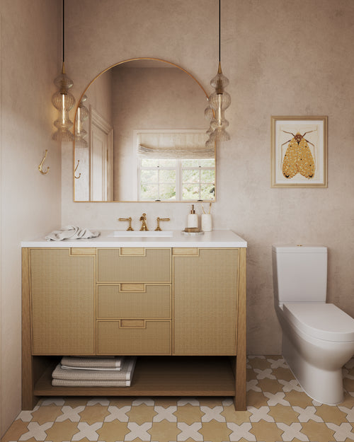 Delilah 48" Single Vanity in Seaside Oak with 3 cm White Zeus Quartz T