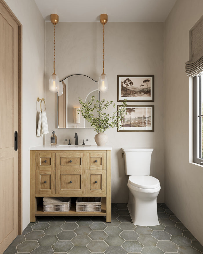 Bridgette 36" Single Vanity in Light Natural Oak with 3 cm White Zeus