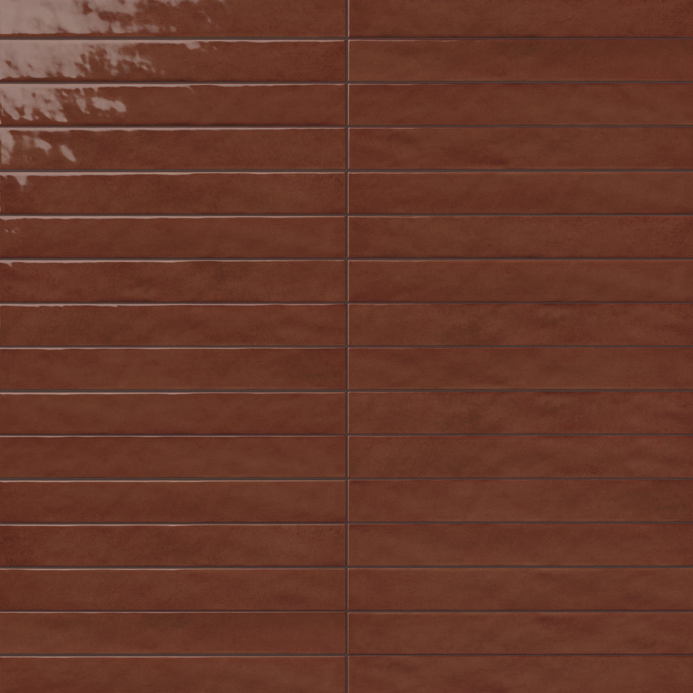 Remi 2x17 Glossy Ceramic Tile in Rust