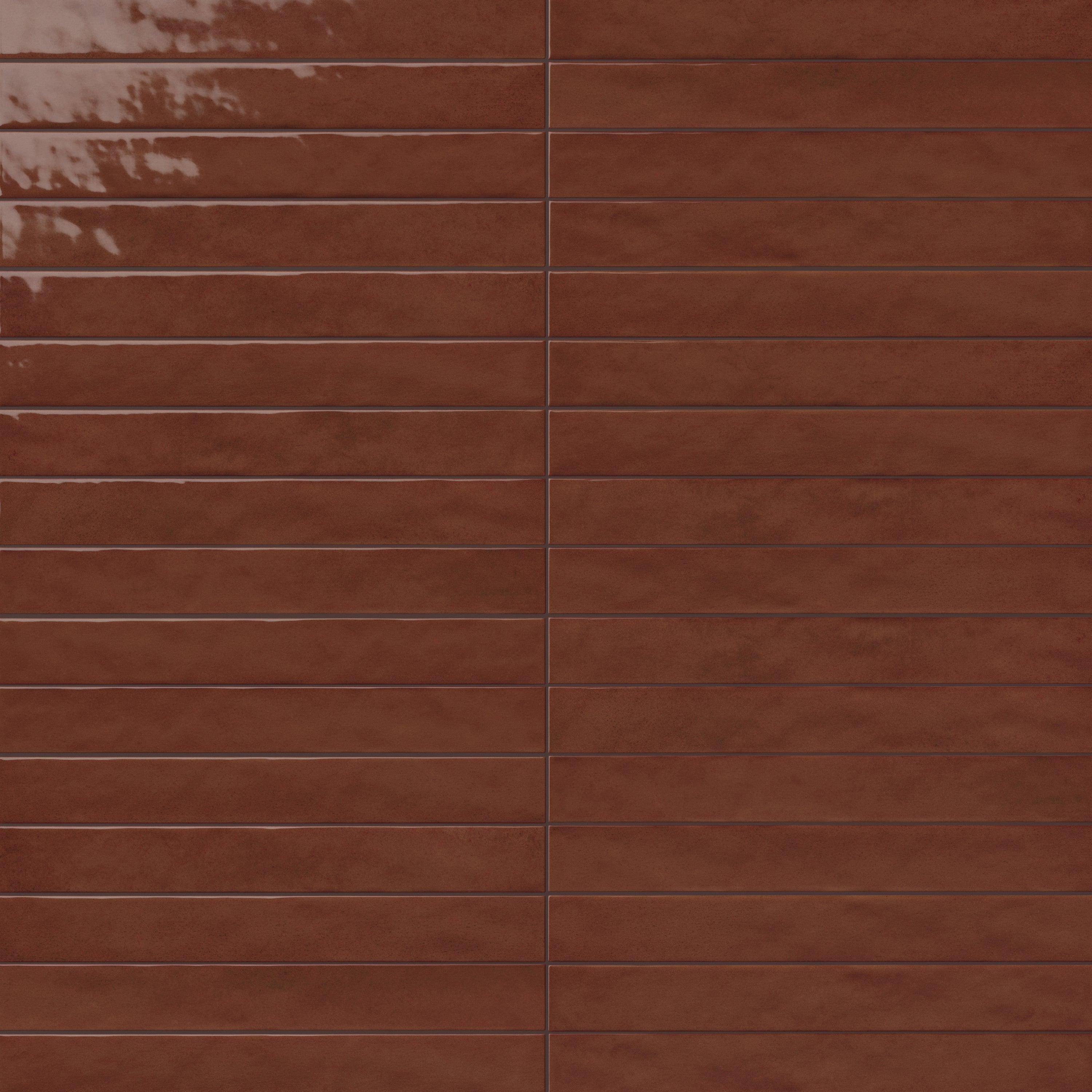 Remi 2x17 Glossy Ceramic Tile in Rust