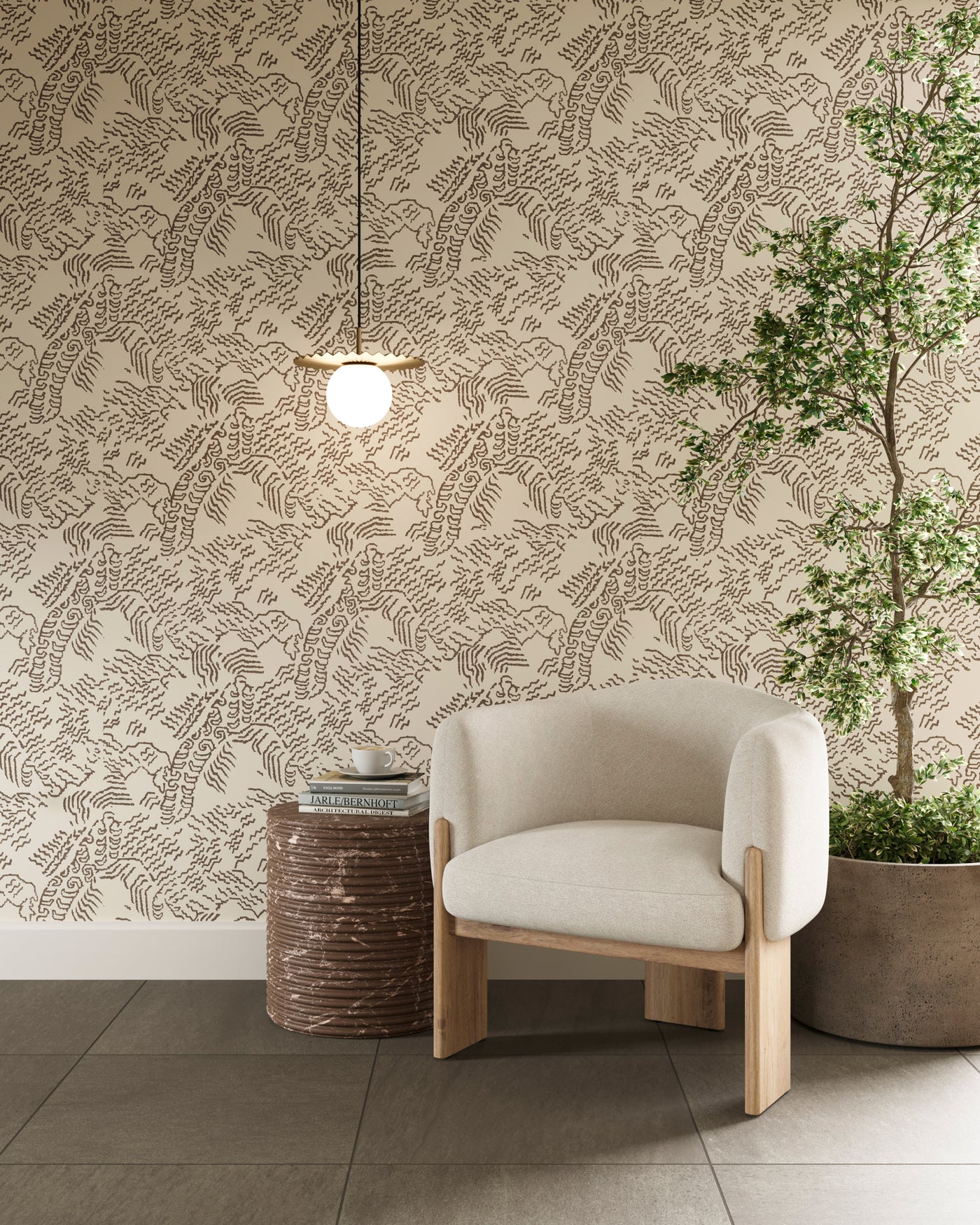 Plateau Wallpaper in Taupe II, 52" x 132"