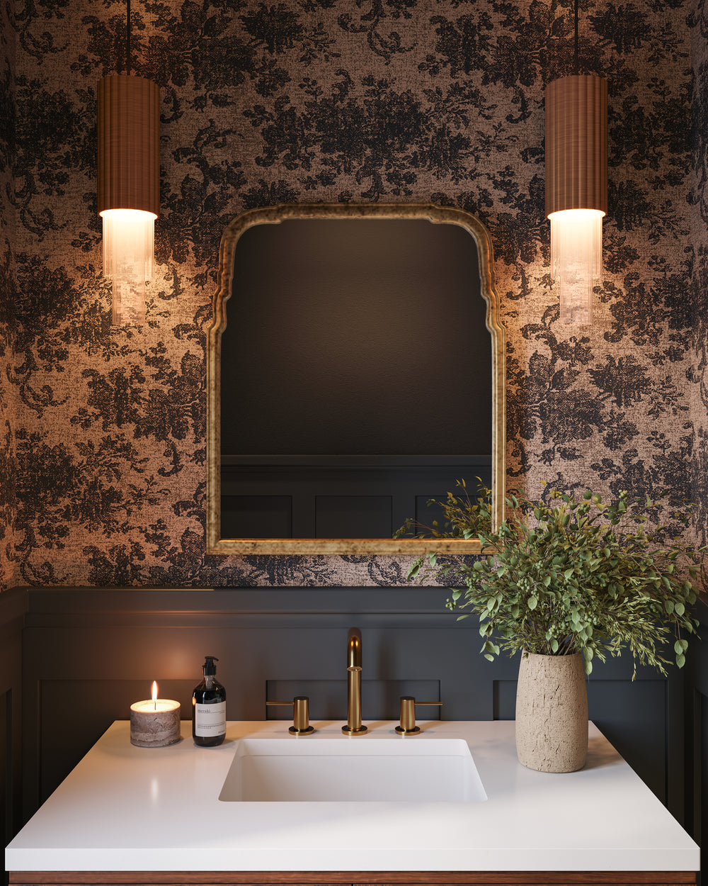 Clementine Mirror in Antiqued Gold Leaf